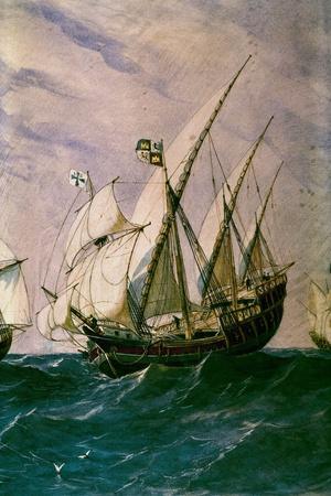 '16th Century Caravel. Watercolour (48 x 67). Madrid, naval museum ...