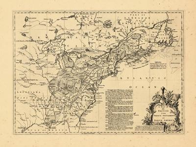 '1755, British and French Settlements, United States' Giclee Print ...
