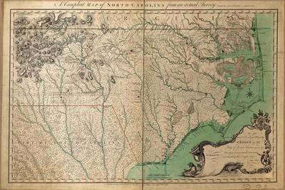 '1770, North Carolina State Map with Landowner Names, North Carolina ...