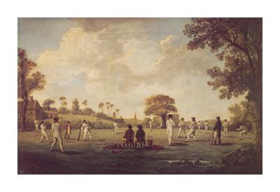 A Game Of Cricket, 1790 Premium Giclee Print - 17th Century School ...