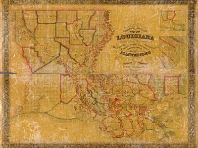 '1848, Louisiana State Map with Landowner Names, Louisiana, United ...