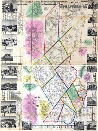 '1856, Strafford County Wall Map, New Hampshire, United States' Giclee ...