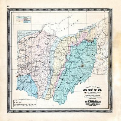 '1868, State Geological Map, Ohio, United States' Giclee Print ...