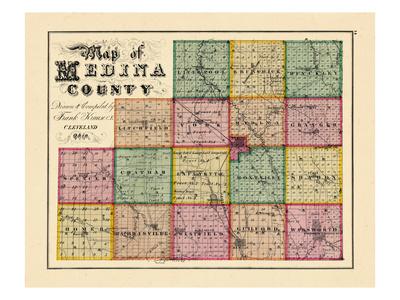 '1874, Index Map - Medina County, Ohio, United States' Giclee Print ...