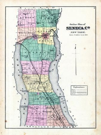 '1874, Seneca County Map, New York, United States' Giclee Print ...