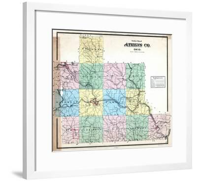 '1875, Athens County Outline Map, Ohio, United States' Giclee Print ...