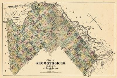 '1877, Aroostook County Map, Maine, United States' Giclee Print ...