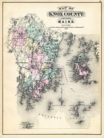 '1884, Knox County Map, Maine, United States' Giclee Print | AllPosters.com