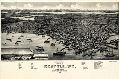 '1884, Seattle Bird's Eye View, Washington, United States' Giclee Print ...