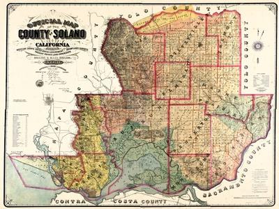 '1890, Solano County Wall Map, California, United States' Giclee Print ...