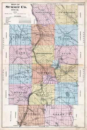 '1891, Summit County Map, Ohio, United States' Giclee Print ...