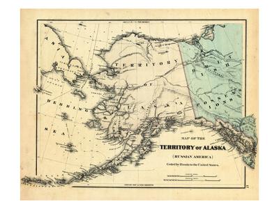 '18xx, Alaska Territory Map, Alaska, United States' Giclee Print ...