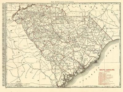 '1900, South Carolina Railroad Map, South Carolina, United States ...