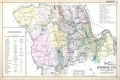 '1906, Essex County Map, New Jersey, United States' Giclee Print ...