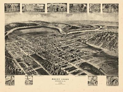 '1906, Mount Union Bird's Eye View, Pennsylvania, United States' Giclee ...