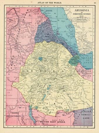 '1913, Ethiopia, Africa, Abyssinia and Surrounding Countries' Giclee ...