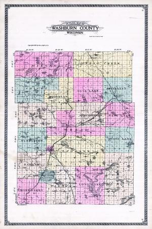 '1915, Washburn County Map, Wisconsin, United States' Giclee Print ...