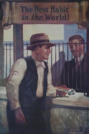 '1920s American Banking Poster, the Best Habit in the World, Saving ...