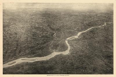 '1926, Philadelphia Bird's Eye View, Pennsylvania, United States ...