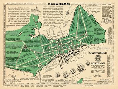 '1932, Portland Historical Facts Map, Maine, United States' Giclee ...