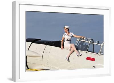 '1940's Style Pin-Up Girl Sitting Outside the Cockpot of a T-6 Texan ...