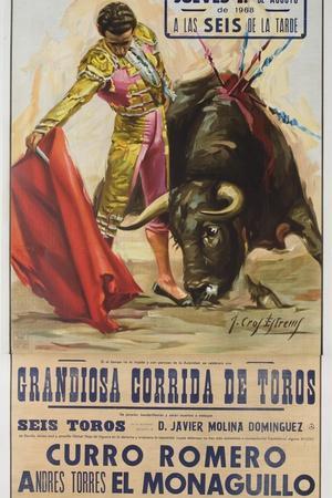 '1968 Spanish Bullfight Poster Plaza De Toros De Fuengirola' Giclee ...