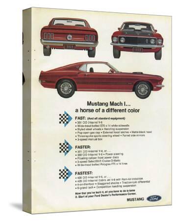 '1969 Mustang - Mach 1 Horse' Stretched Canvas Print | AllPosters.com