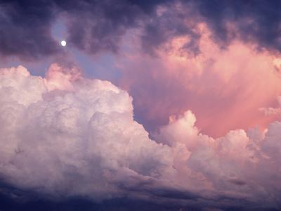 '1970s SUNSET DRAMATIC CUMULUS CLOUDS & MOON' Photographic Print ...
