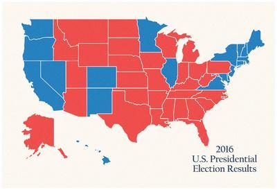 '2016 US Presidential Electoral College Map' Posters | AllPosters.com