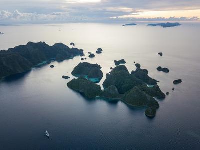 'A bird's eye view shows dramatic limestone islands rising from the ...