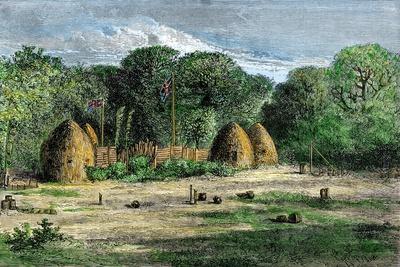 'A British Exploration Camp in Africa, circa 1800 - Colourful Engraving ...