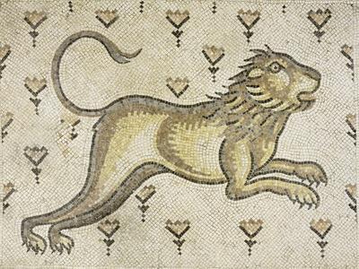 'A Byzantine Marble Mosaic Panel Depicting a Lion in a Field of Flowers ...