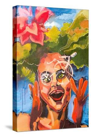 'A Canvas Painting by the Artist. Portrait of a Girl. Abstract ...