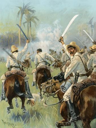 'A Charge of Cuban Cavalry Armed with Machetes' Giclee Print - Thure De ...