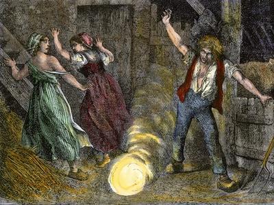 A Family of Peasants Taking Fear at the Sight of the Ball Lightning ...