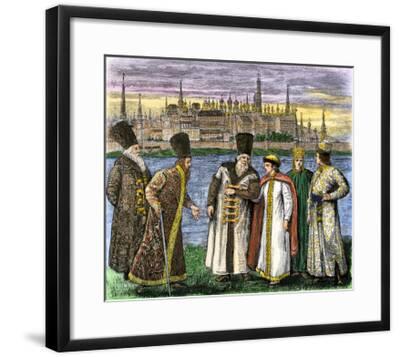 'A Group of Russian Nobles Called Boyars, the Kremlin in the Background ...