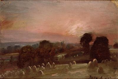 'A Hayfield Near East Bergholt at Sunset' Giclee Print - John Constable ...