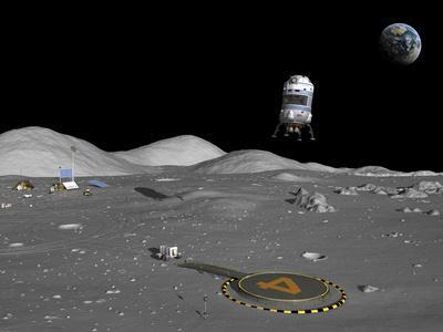'A Lunar Shuttle Descends Toward a Manned Outpost on the Moon ...