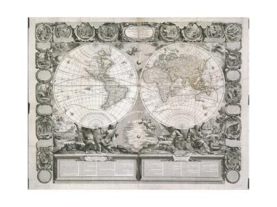 'A Map of the Earth Divided into Two Hemispheres' Giclee Print - Jean ...