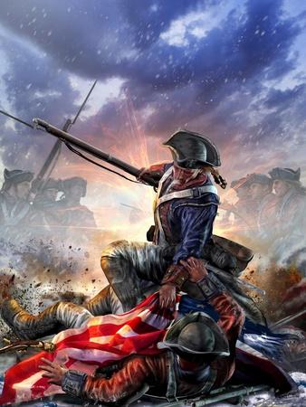 'A U.S. soldier grabbing the U.S. flag from a British Redcoat of the ...