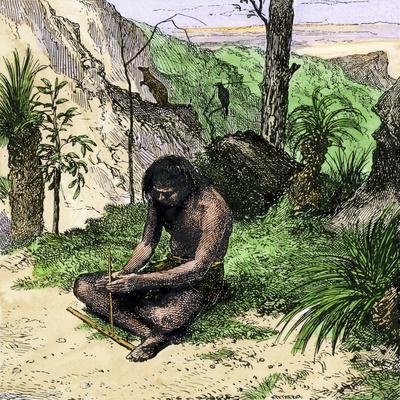 'Aboriginal Burning Fire by Friction of Wood Pieces, Australia, 19Th ...