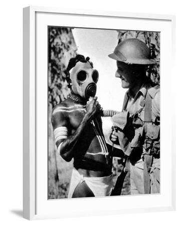 'Aborigine Trying on a Gas Mask, Australia, Second World War ...