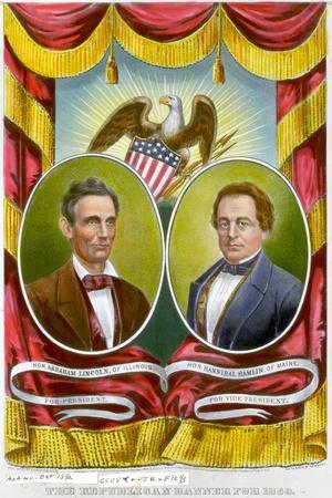 'Abraham Lincoln and Hannibal Hamlin Campaign Banner' Giclee Print ...