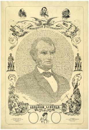 'Abraham Lincoln Portrait Emancipation Proclamation Historical Document ...