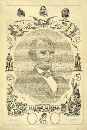 'Abraham Lincoln Portrait Emancipation Proclamation Historical Document ...