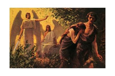 'Adam and Eve cast out of Garden of Eden - Bible' Giclee Print - Anton ...