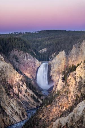 Lower Falls and colorful canyon walls of rhyolite, Yellowstone National ...