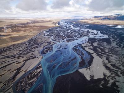 'Aerial Photograph of a Glacial River System in the South of Iceland ...