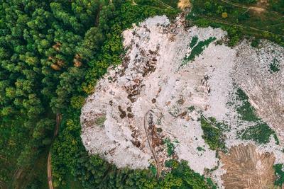 'Aerial View Of Domestic Garbage Near Green Forest. Bird's-eye View Of ...
