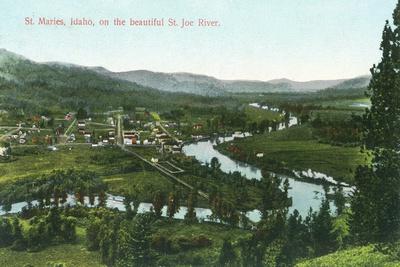 'Aerial View of the City on the St. Joe River - St. Maries, ID' Posters ...
